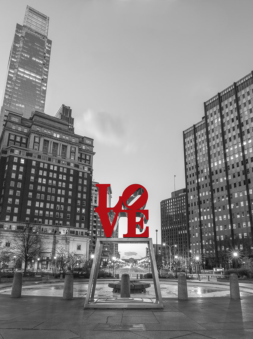 Philadelphia Love Park Black and White canvas Art - Etsy