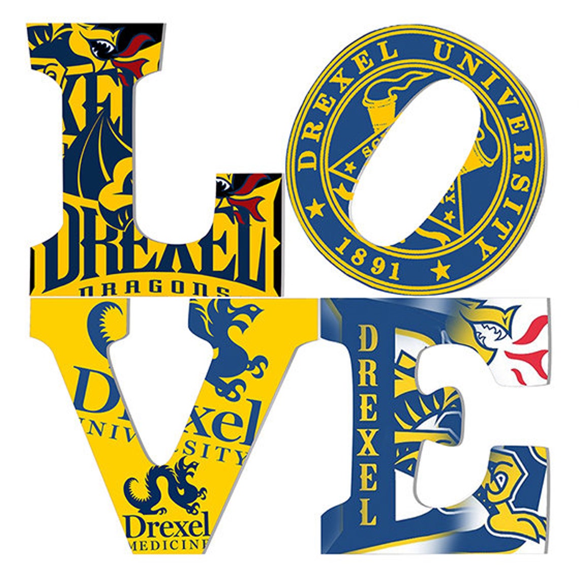 Drexel University Love is Giclee on Canvas (20x20) Gallery Wrapped. - Etsy