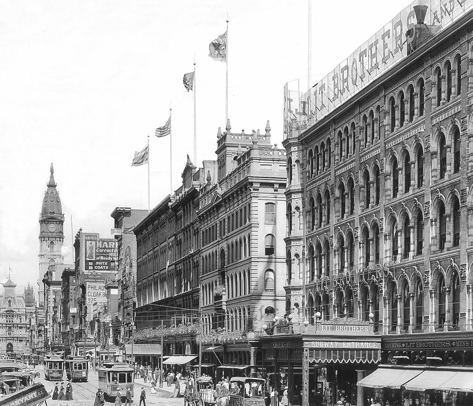 Philadelphia Market Street Showing the City Hall 12 X14 | Etsy