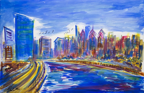 Original Art of the Philadelphia Skyline High Quality Acrylic | Etsy
