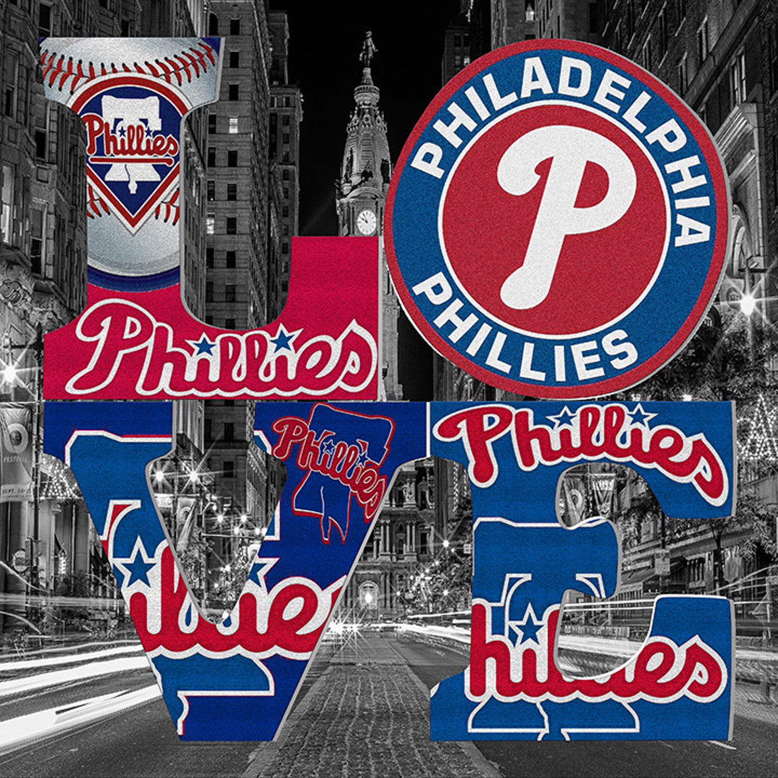 Philadelphia Sports Love phillies Canvas Art12x12 - Etsy