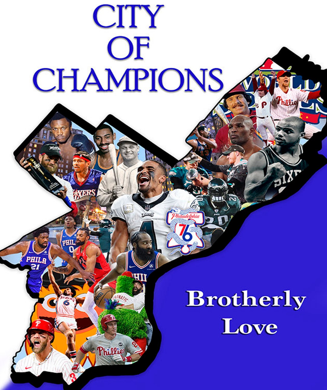 Philadelphia City of Champions Map - Etsy