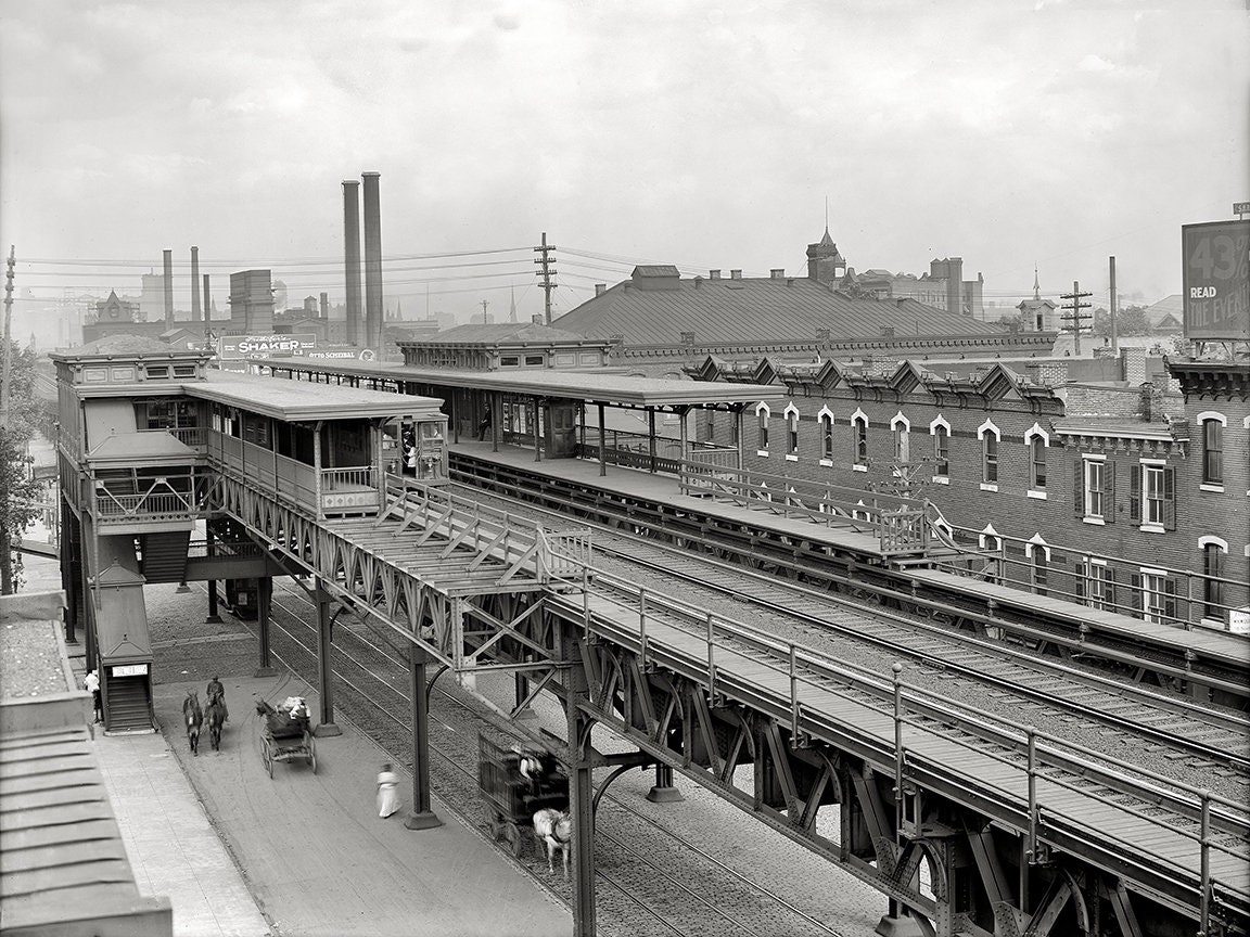 Elevated Train Station at 36th and Market Cira 1905 - Etsy UK