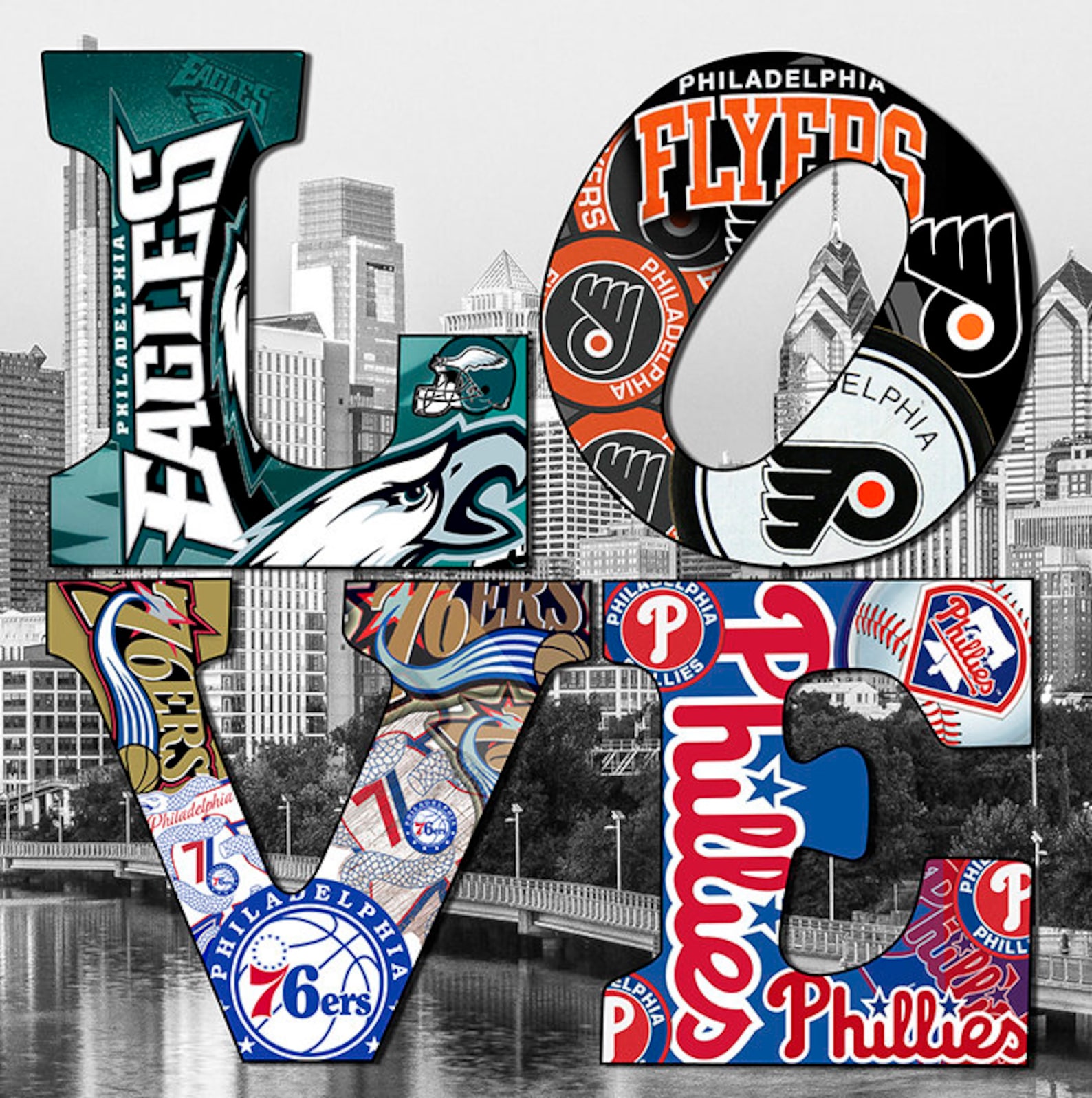 Philadelphia Sports Love Teams 5canvas Art wall Arteagles - Etsy