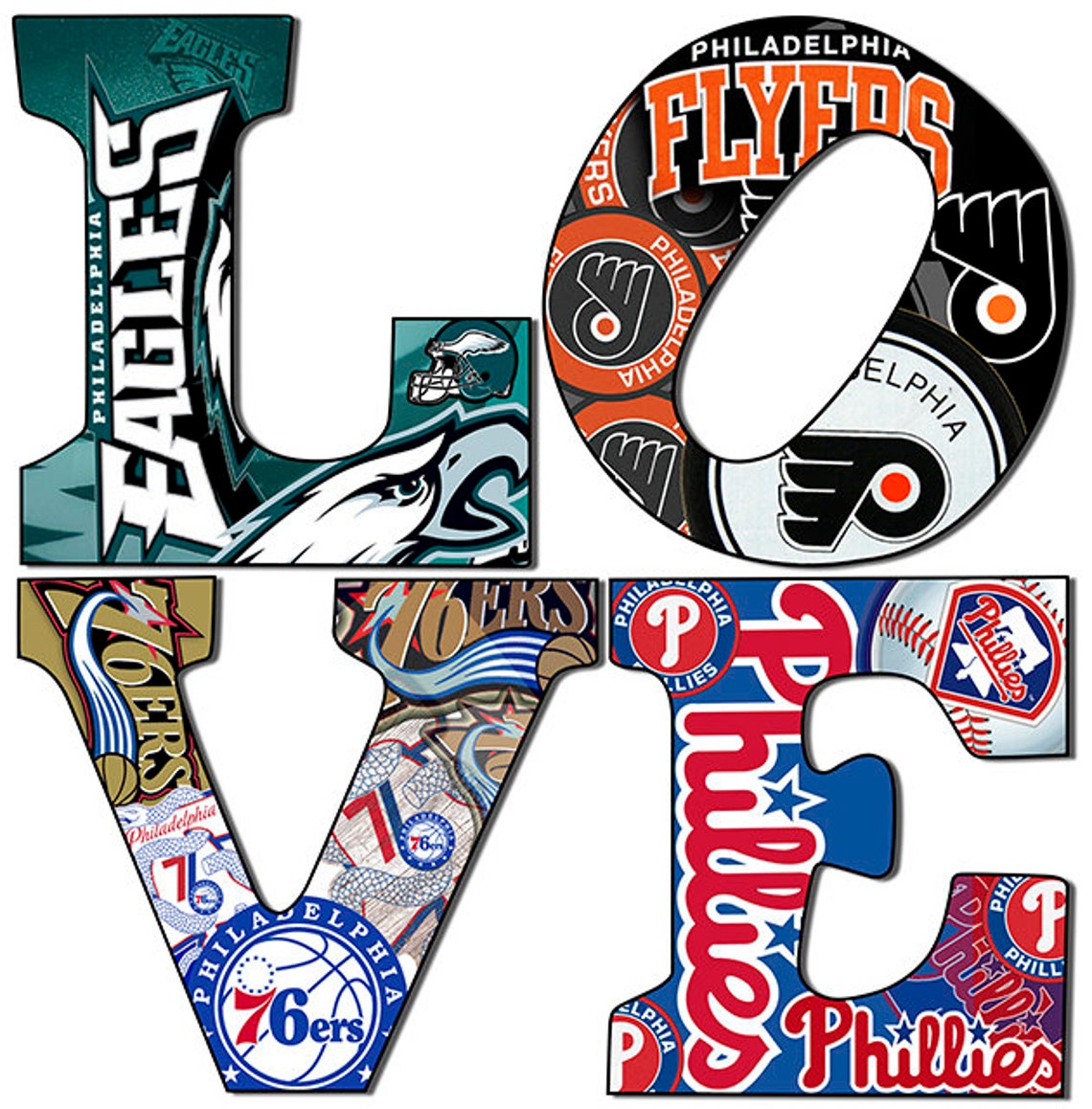 Philadelphia Sports Love Teams 5 20x20 Canvas - Etsy