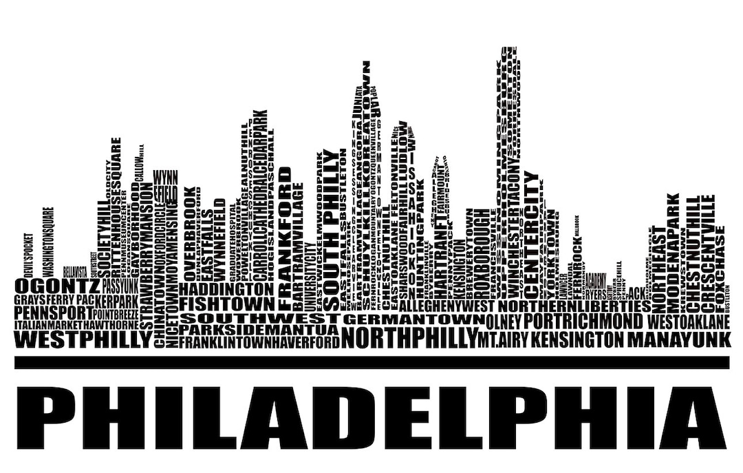 Philadelphia Cityscape Typography Skyline With Philadelphia ...