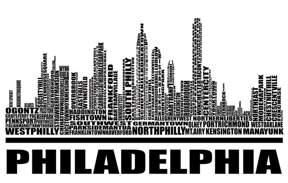 Philadelphia Cityscape Typography Skyline With Philadelphia | Etsy