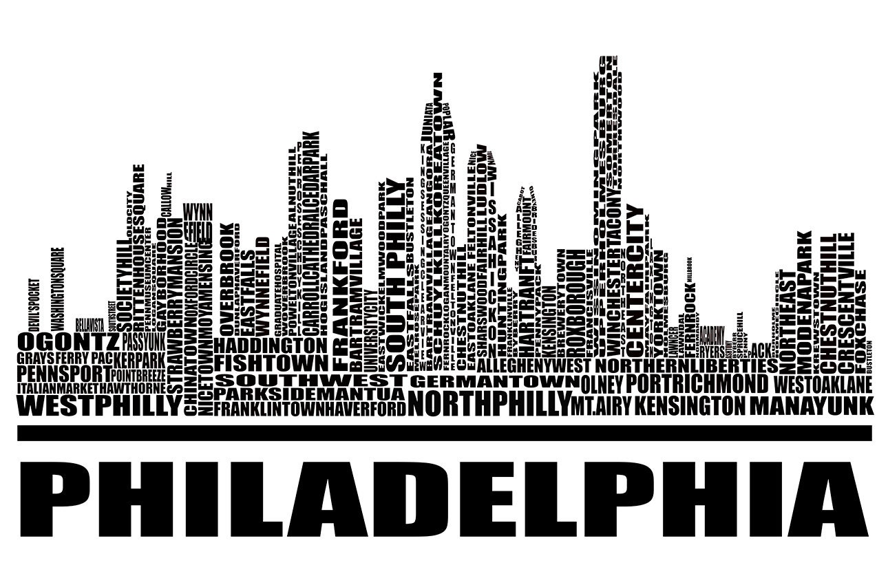 Philadelphia Cityscape Typography skyline with Philadelphia | Etsy