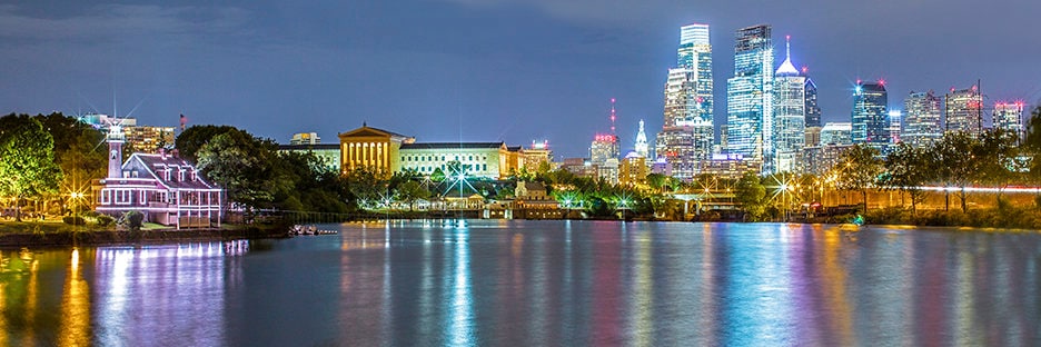Philadelphia Skyline From Kelly Drive at Summer on Canvas | Etsy