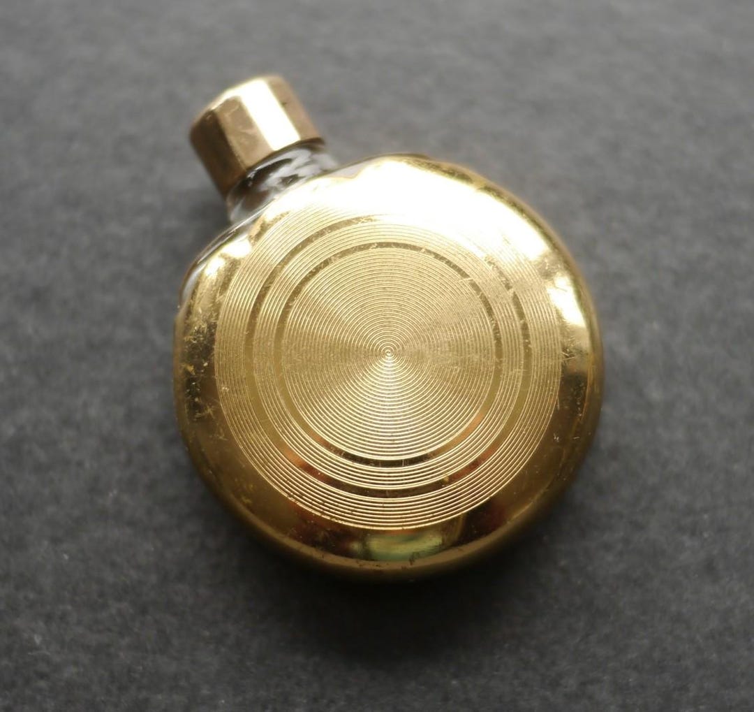Miniature Perfume Bottle for Handbag, Glass Bottle in Gold Tone Metal ...