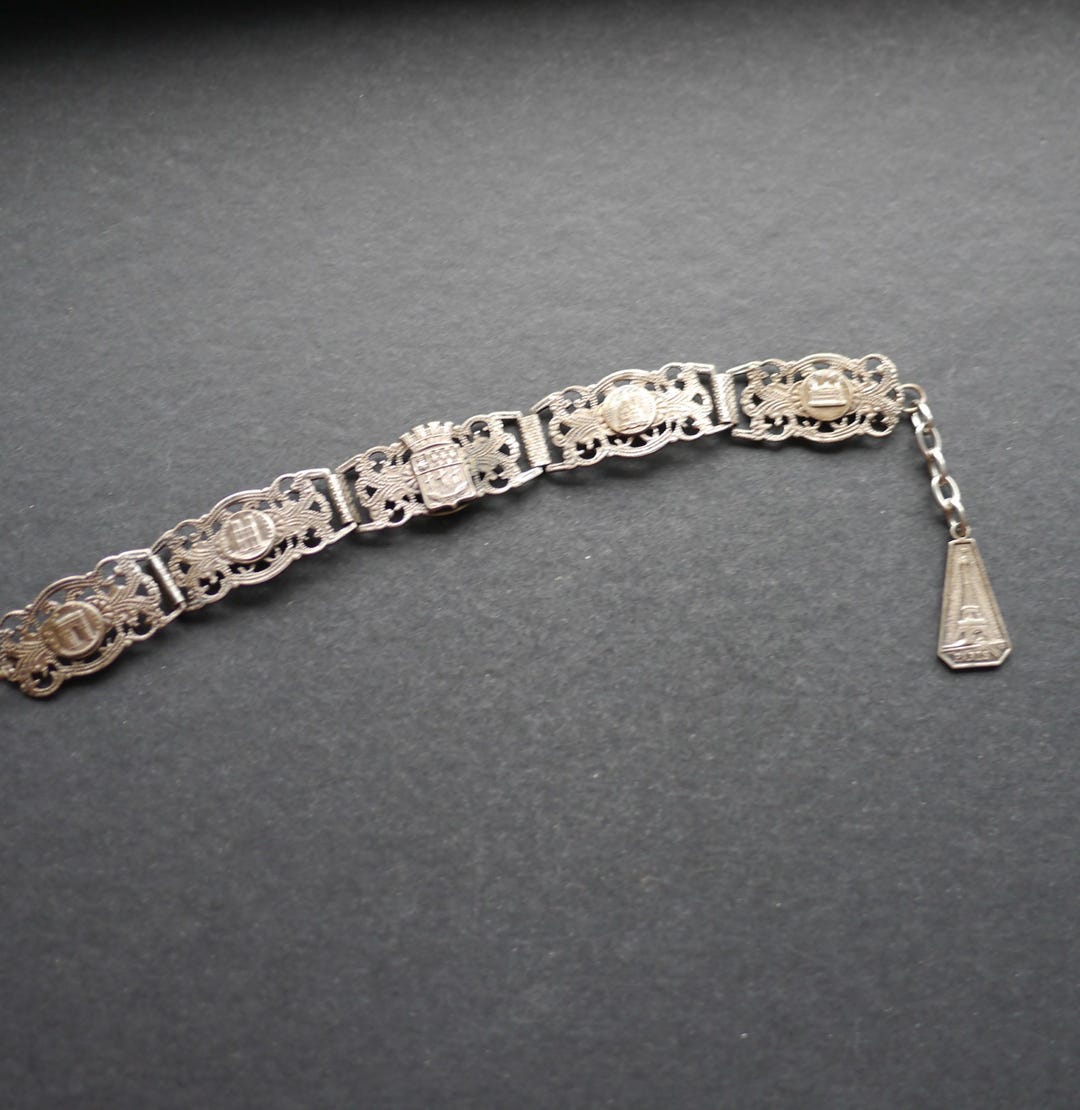 Paris Souvenir Bracelet Metal Scenes of Famous Landmarks Filigrane ...