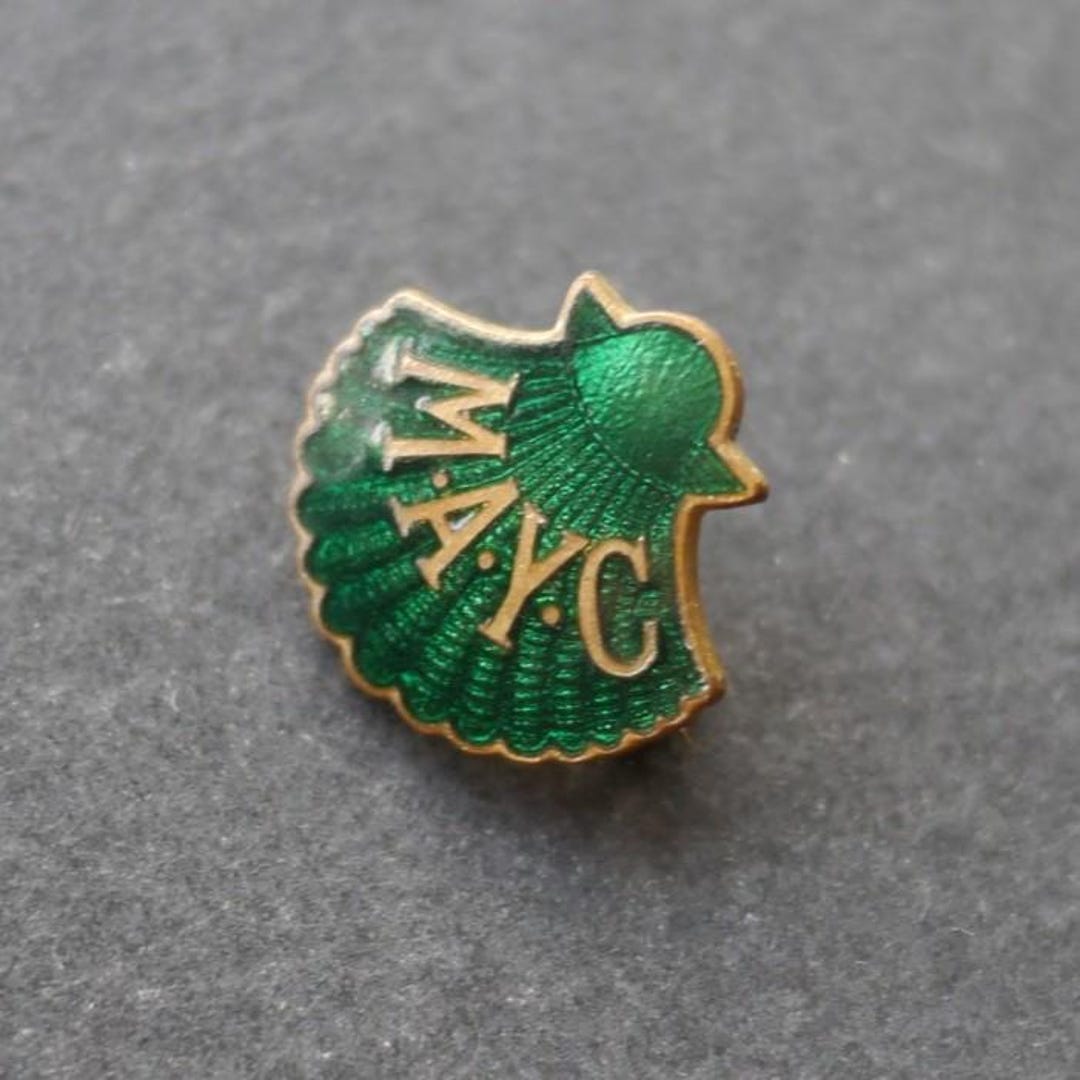 Vintage Badge Very Small, Green Enamel Shell MAYC - Etsy