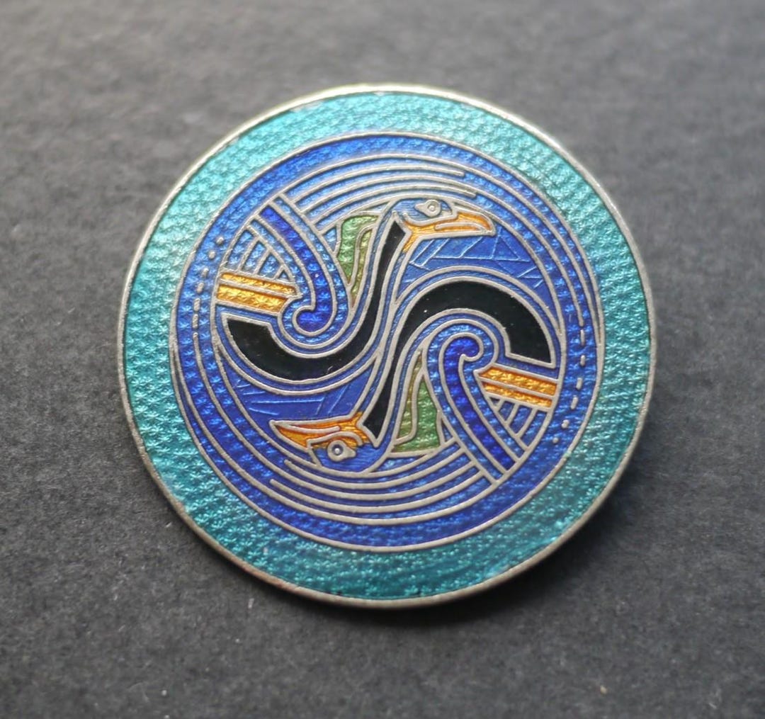 Cloisonne Enamel Vintage Brooch Blue With Pictish Bird Design - Etsy