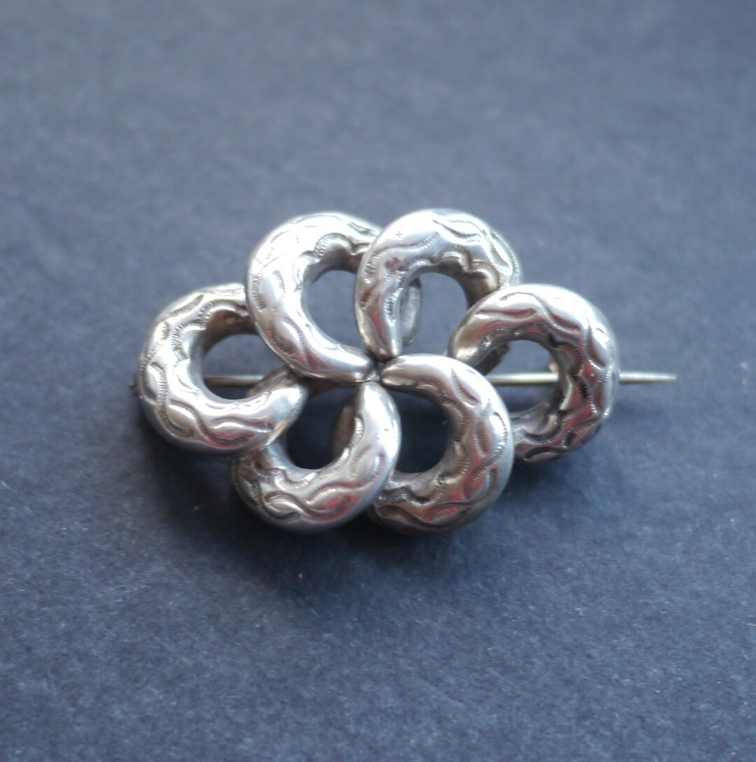 Victorian White Metal Engraved Curled Brooch Not Perfect - Etsy
