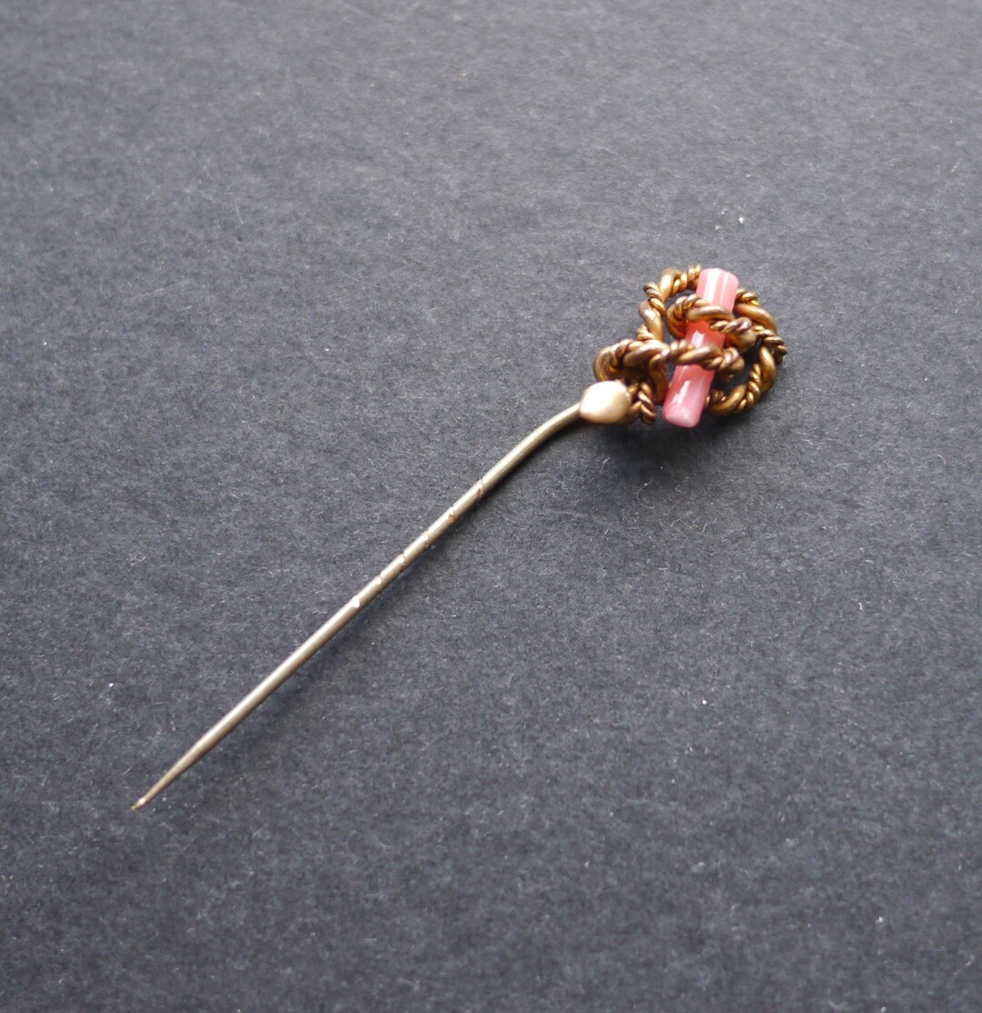 Victorian Stick Pin With Pink Glass Bead Wrapped in Wire - Etsy
