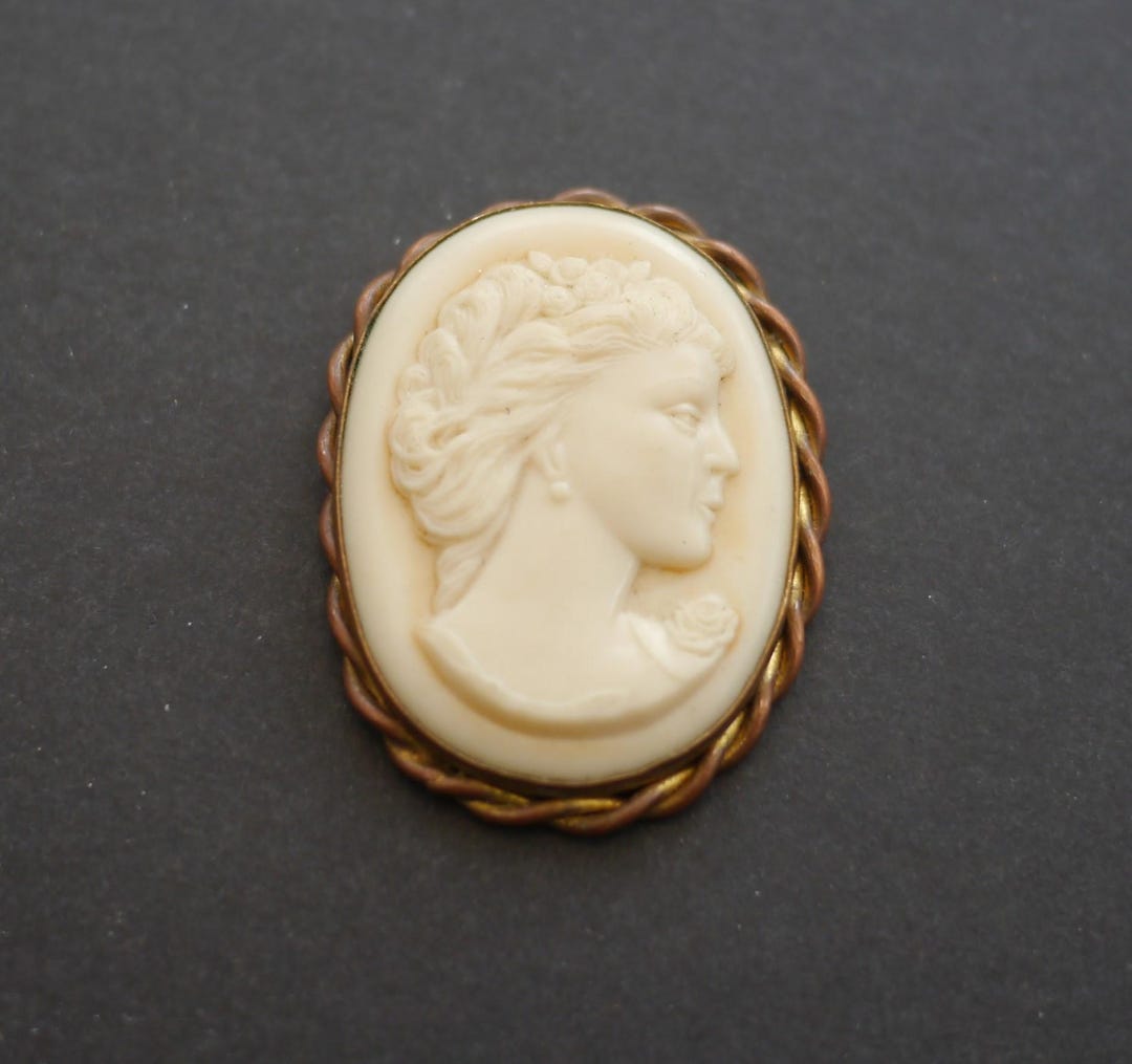 Cream Plastic Cameo in Gold Tone Frame - Etsy