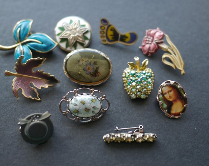 Lot of Ten Vintage Brooches, Small Size - Etsy