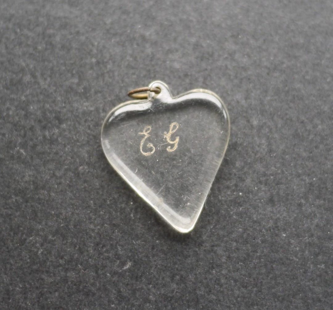 Vintage Clear Lucite Heart Pendant With Engraved Initials E G - Etsy