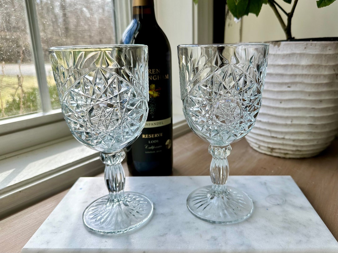 Vintage Libbeyglass Water Goblets. Set of 2 Glasse S. Wedding Table ...