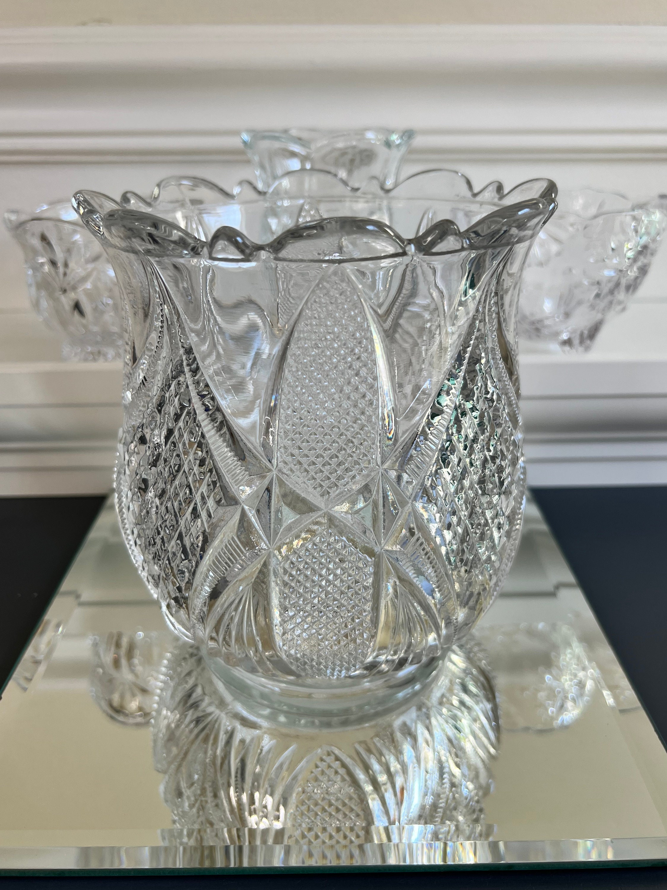 Antique Glass Biscuit Jar EAPG Early American Pressed Glass - Etsy