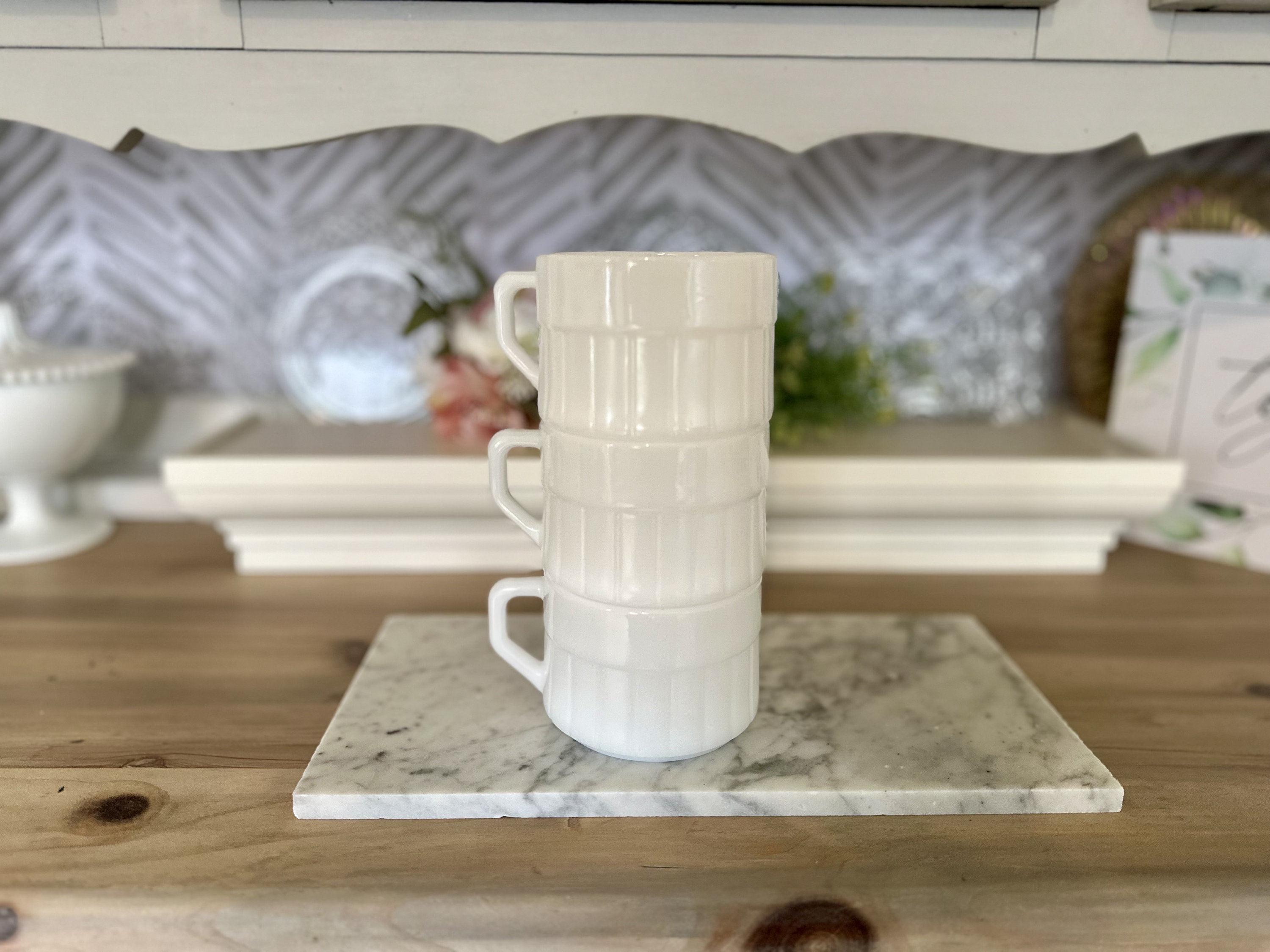 Stacking Milk Glass Mugs - Set of 3 - Vintage 1970s Federal Glass ...