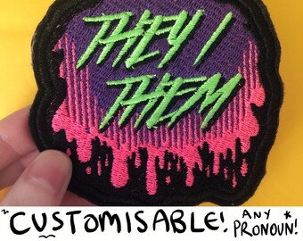 They/them Causing May/hem Pronoun Patch Non-binary Personal - Etsy