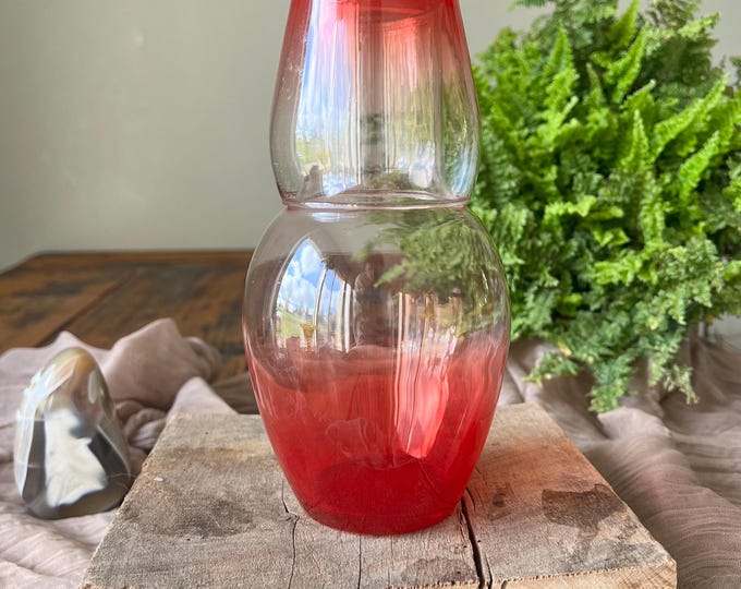 RARE Vintage/mcm Blown Glass Red Fade Bedside Carafe Set / Tumble Up - Etsy