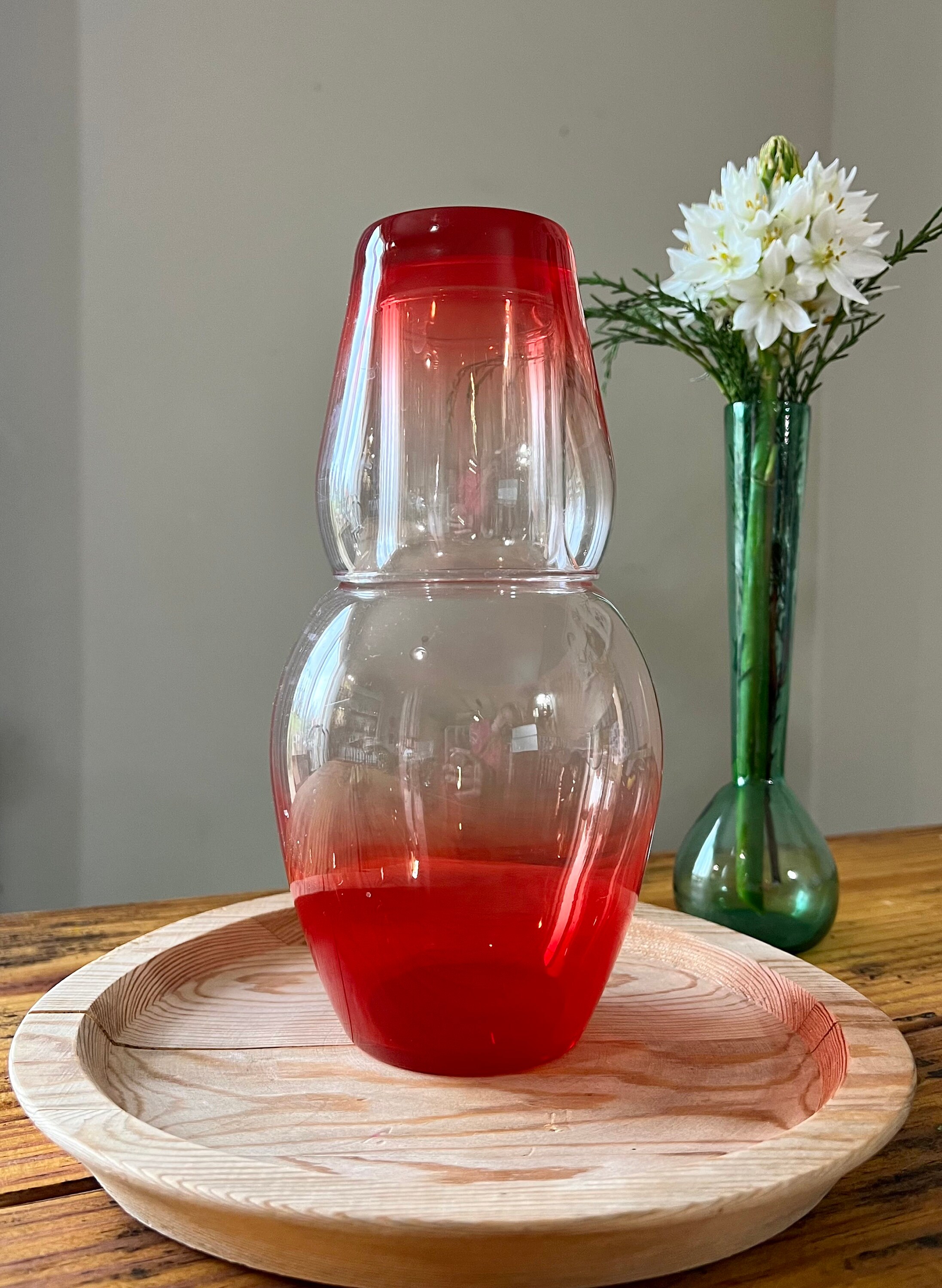 RARE Vintage/mcm Blown Glass Red Fade Bedside Carafe Set / Tumble Up - Etsy