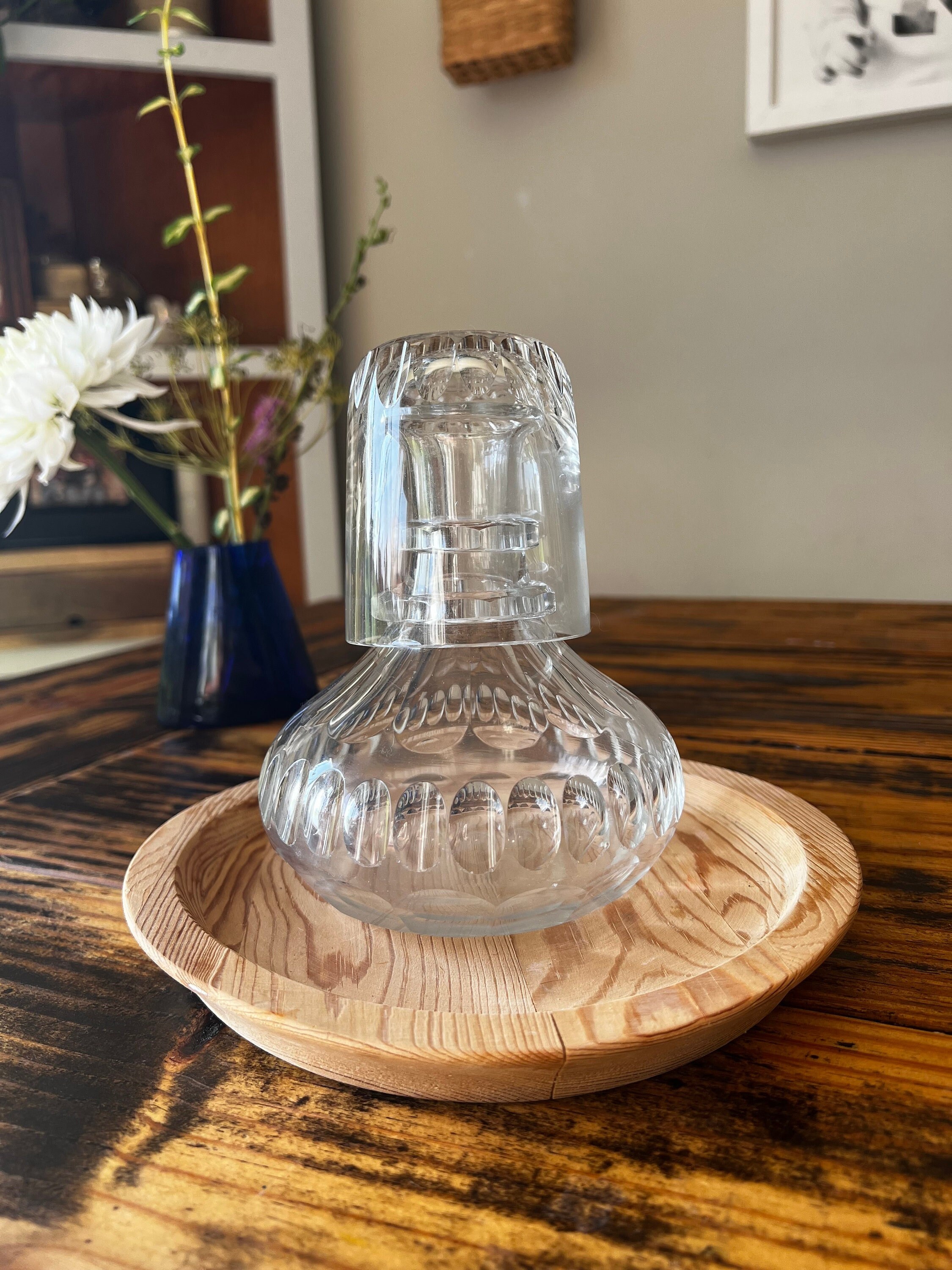 ULTRA RARE george III Style Thick Cut Glass Tumble up / Bedside Carafe ...