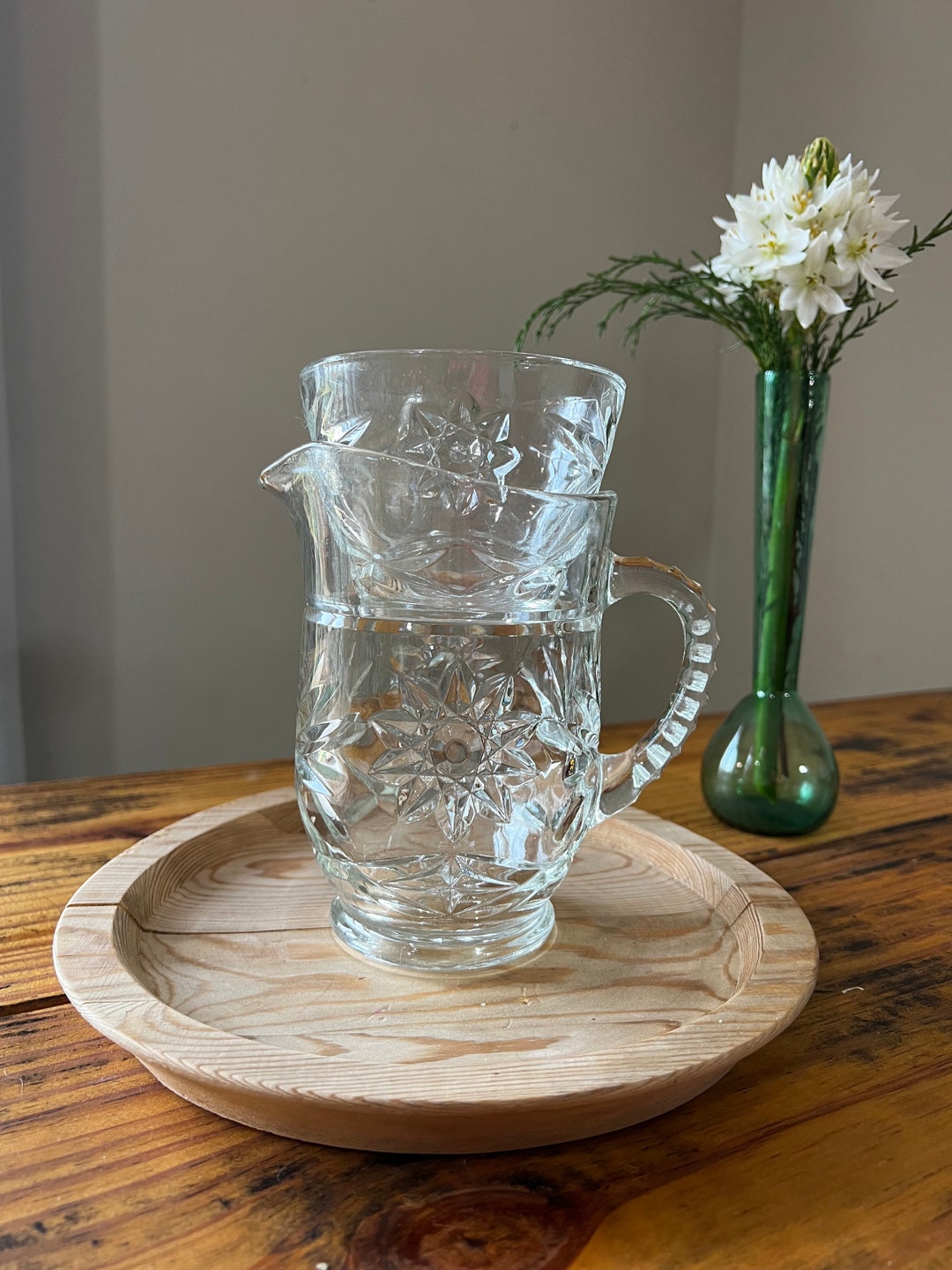Vintage Anchor Hocking Small Pitcher With Cup - Etsy