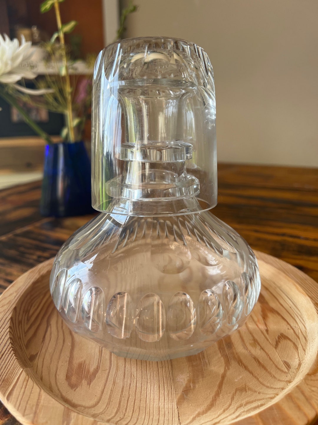 ULTRA RARE george III Style Thick Cut Glass Tumble up / Bedside Carafe ...