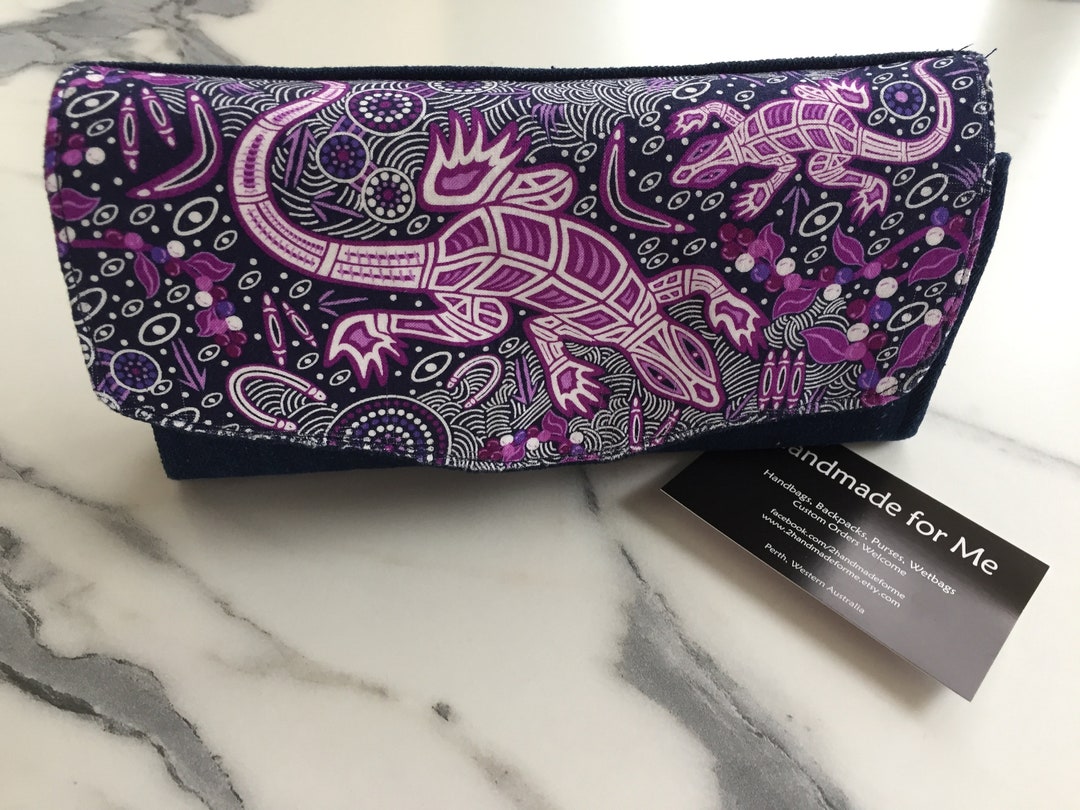 Purple Aboriginal Designed Goanna Print and Denim Large Purse - Etsy