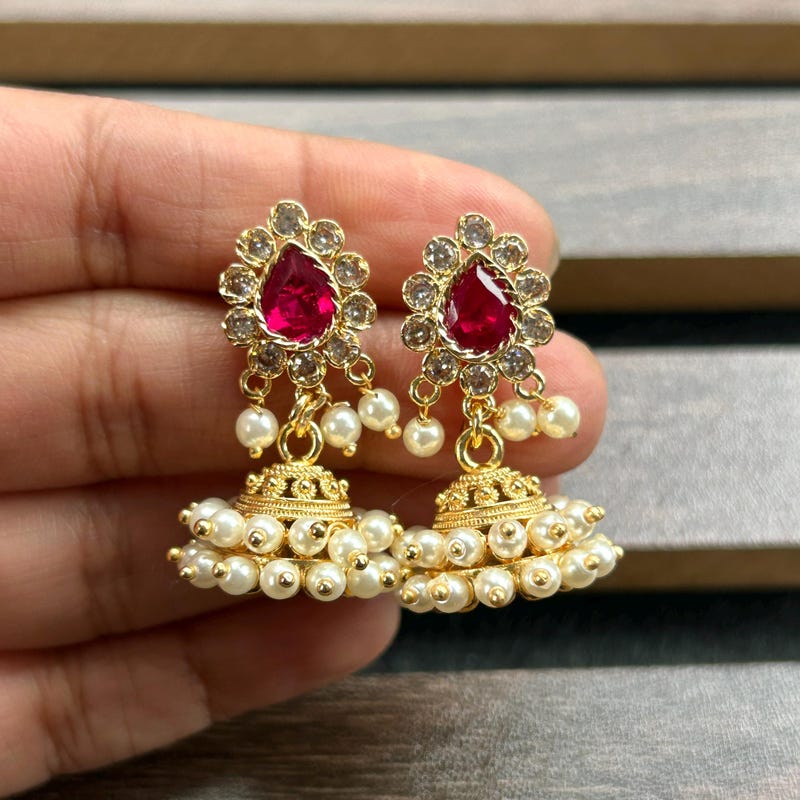 Small Ruby Jhumka - Etsy
