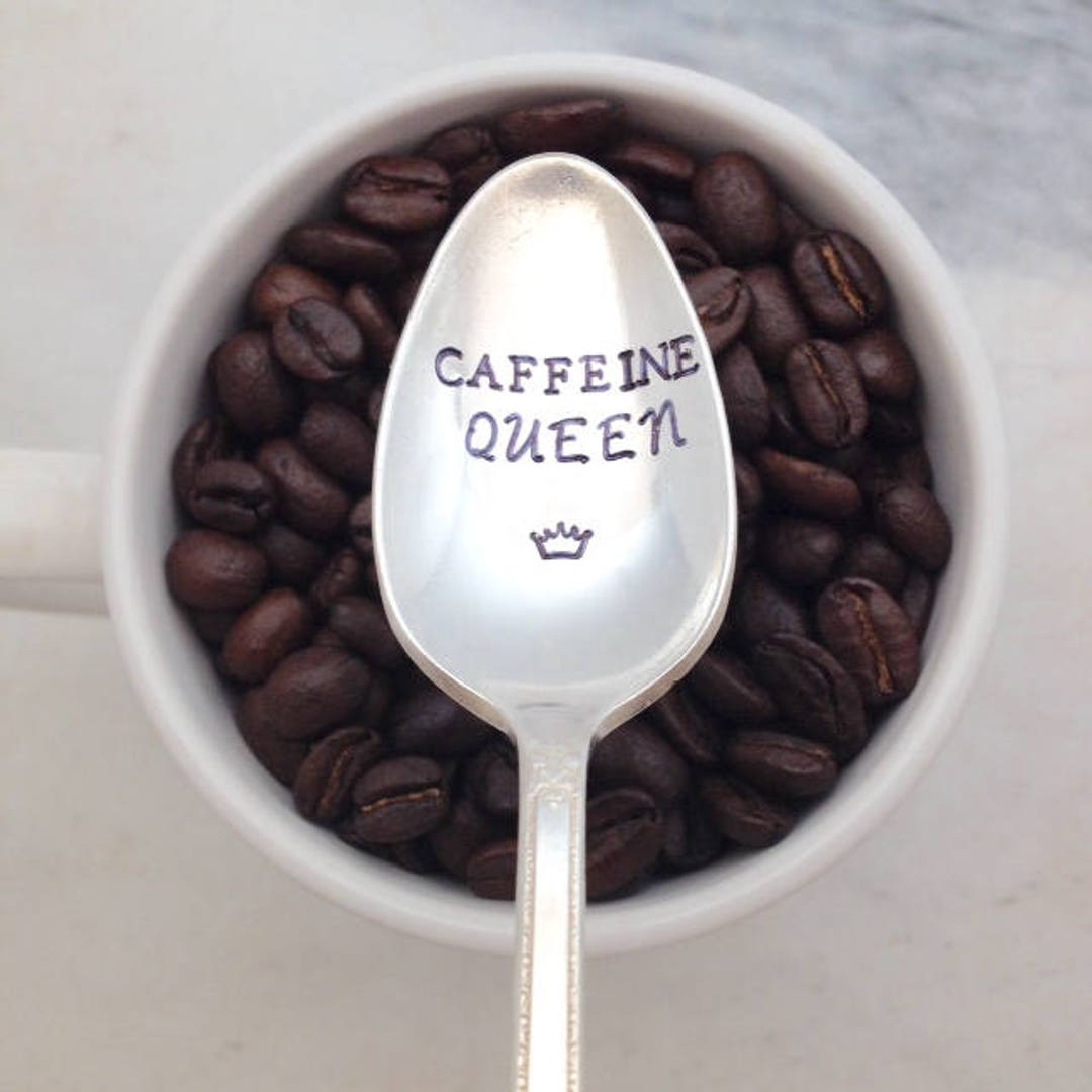 CAFFEINE QUEEN, Crown, Handstamped Coffee Spoon, Coffee Addict, Spoon ...