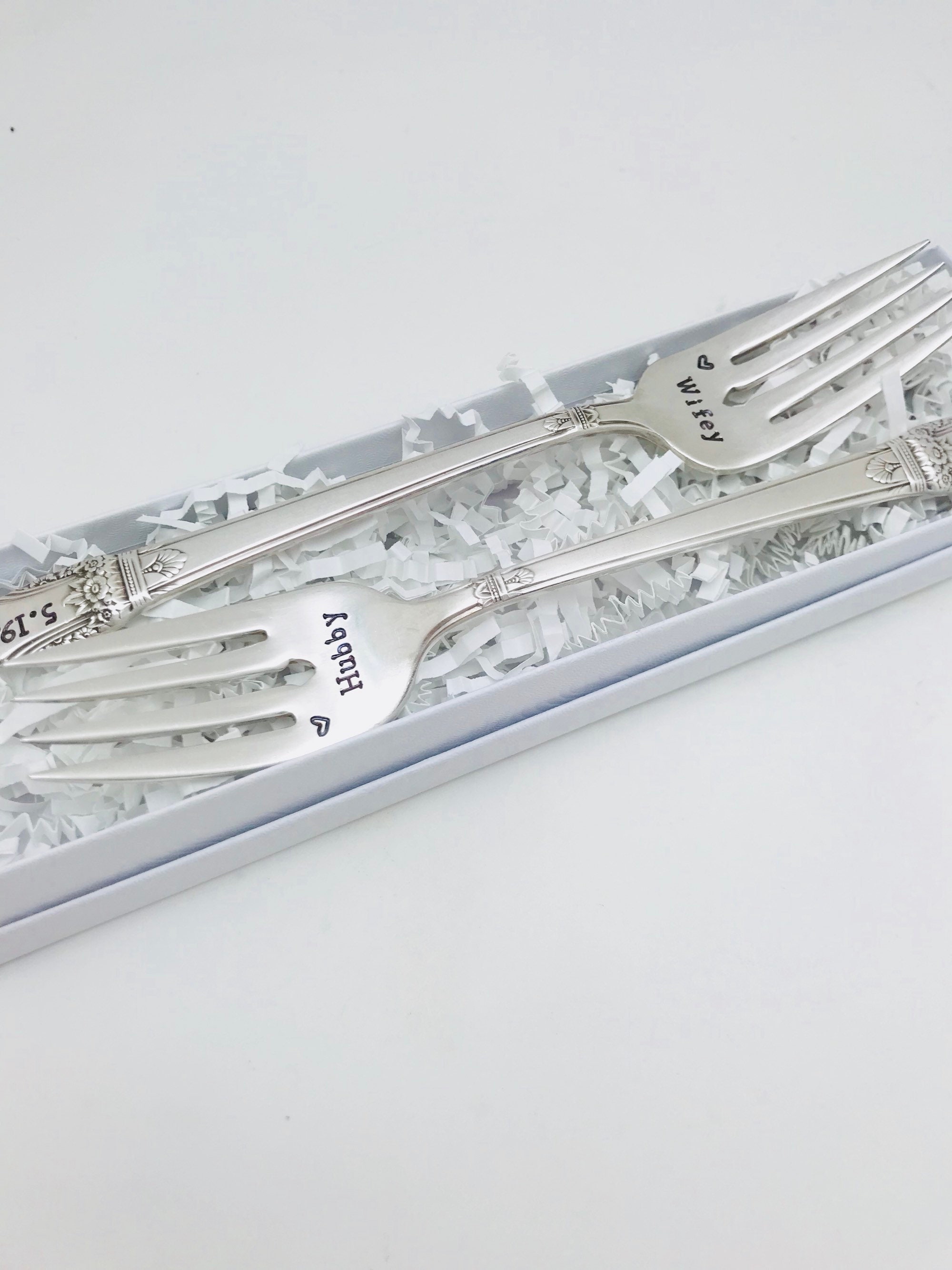 Stamped Vintage Wedding Forks, Custom Wedding Forks With Dates, Hubby ...