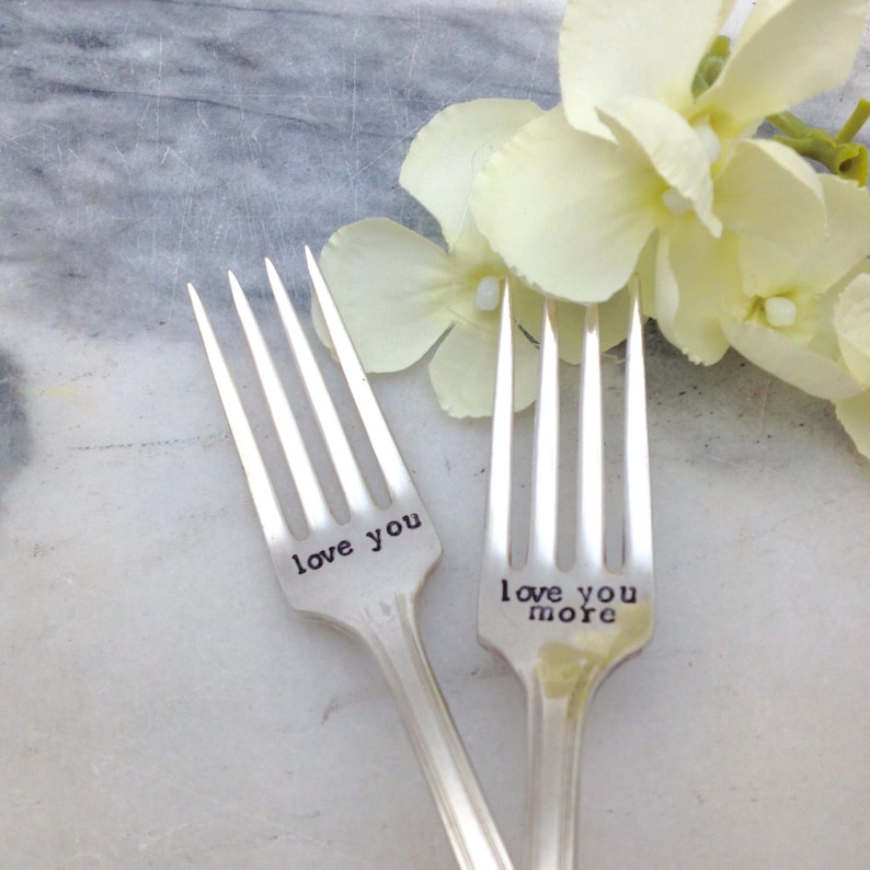 Love You Wedding Forks, Love You More, Anniversary Gift, Engagement ...