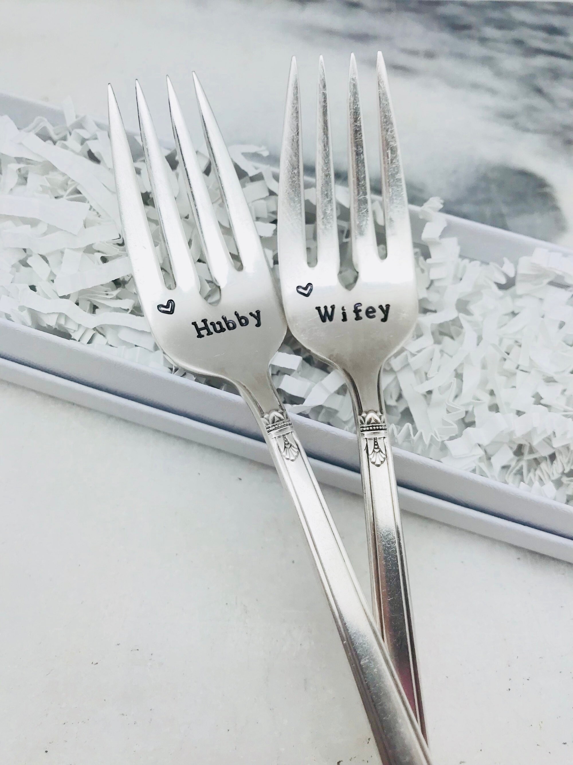 Stamped Vintage Wedding Forks, Custom Wedding Forks With Dates, Hubby ...