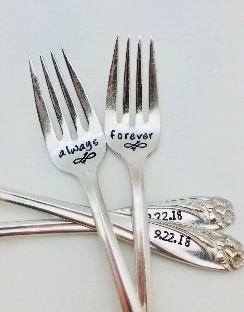 Custom Wedding Forks Always and Forever Personalized Wedding - Etsy