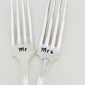 Mr Mrs Wedding Forks, Wedding Cake Forks, Vintage Silverplate Cake ...