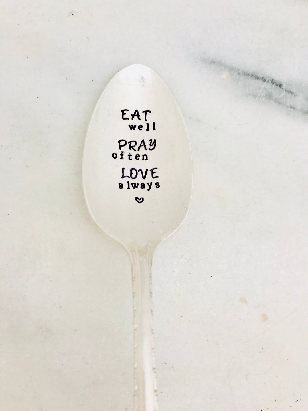 EAT Well, PRAY Often, LOVE Always, Vintage Serving Spoon, Hostess Gift ...