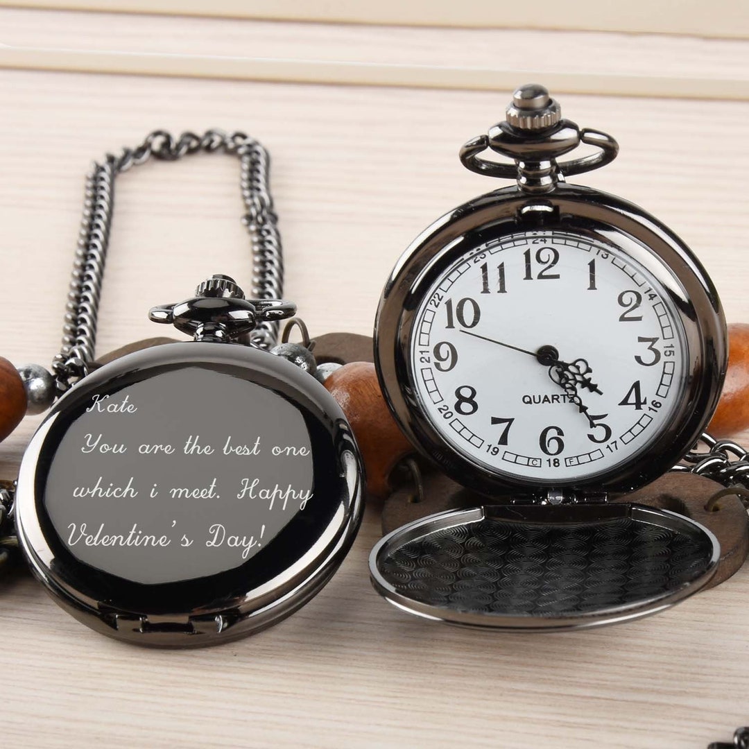 Pocket Watch Engraved Photo Anniversary Personalized Gift Custom Pocket ...