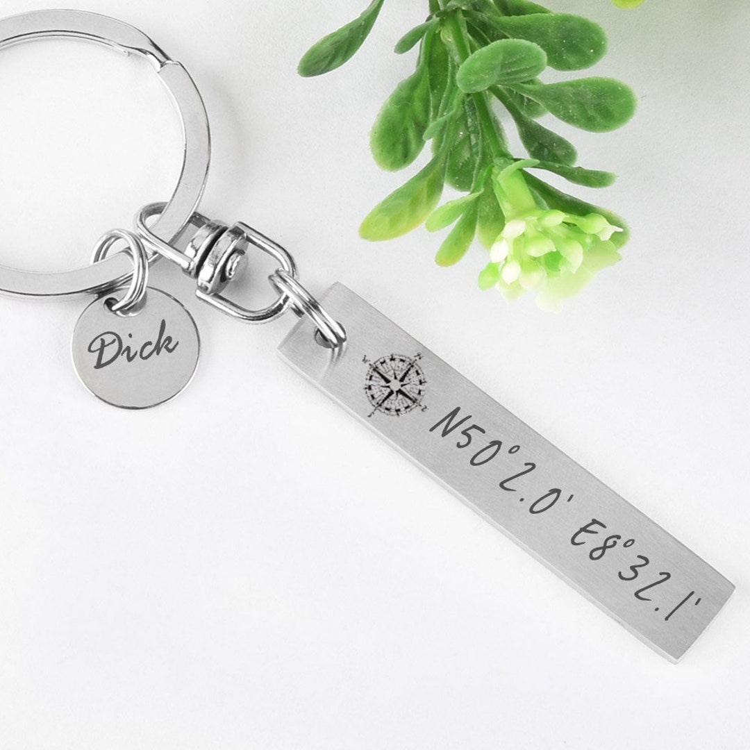 Personalized Key Chain-engraving Key Ring With Coordinates Key Chain ...