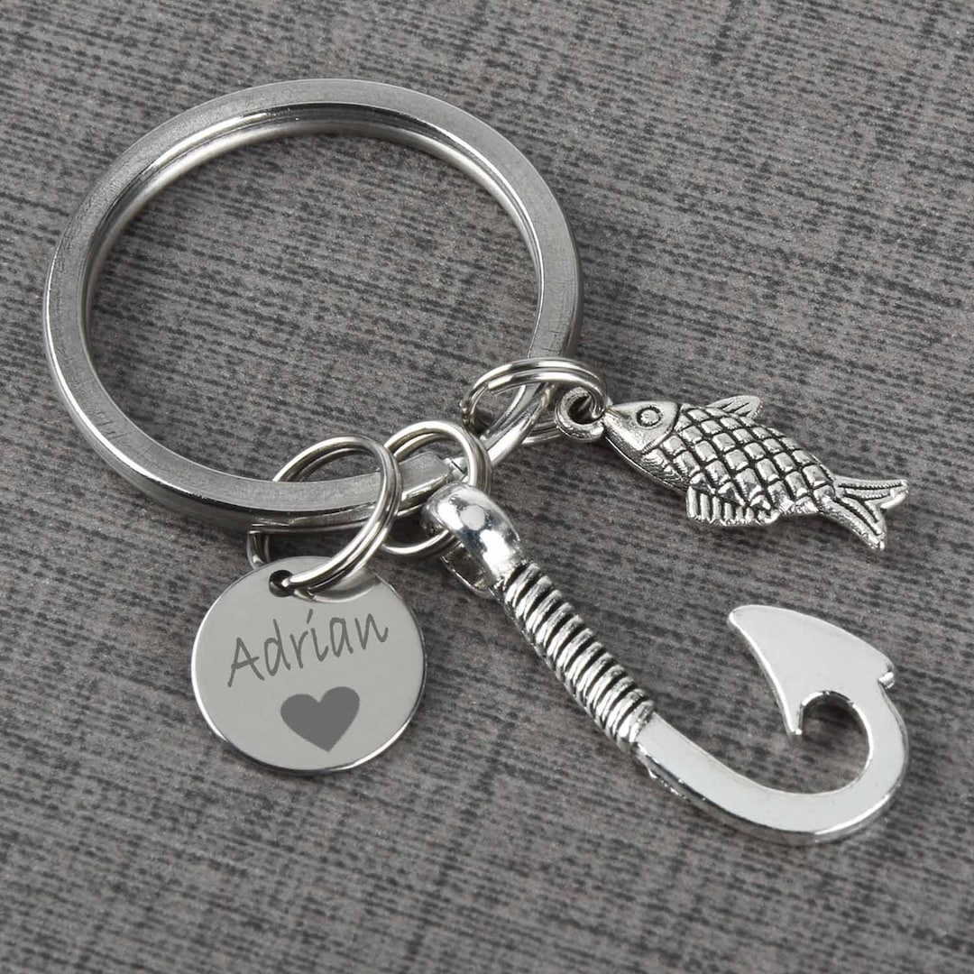 Fish Keychain, Fishing Keychain Husband Keychain, Dad Gift Husband Gift ...