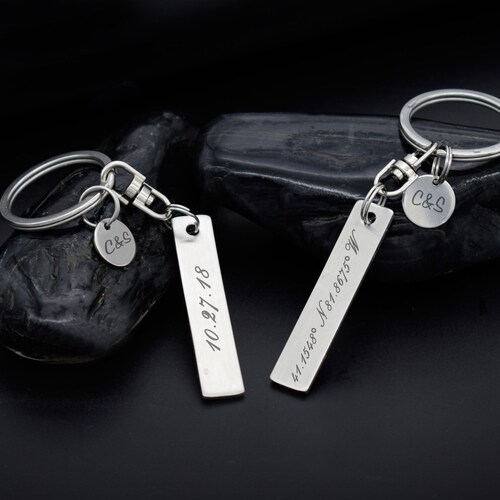 Custom Keyring GPS Coordinates Keychain Personalised | Etsy