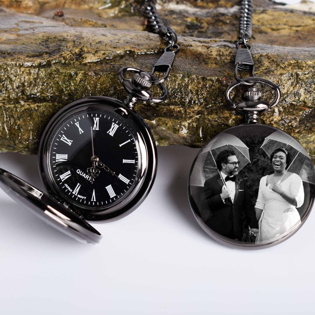 Pocket Watch Engraved With Photo or Handwriting, Personalized Watch ...