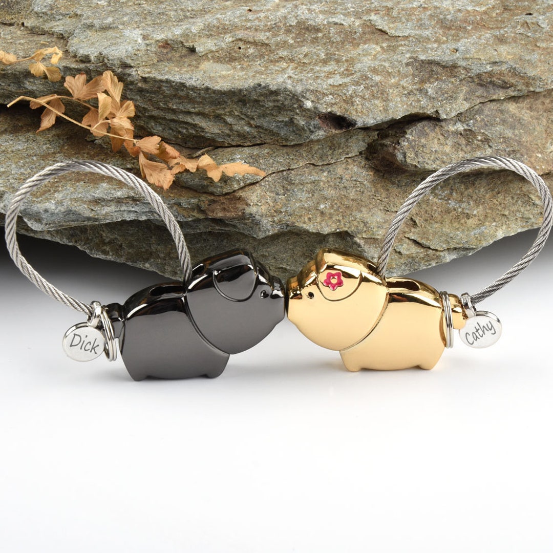 Customized Keychain Pig Key Chain Best Friend Keyring, Anniversary Gift ...