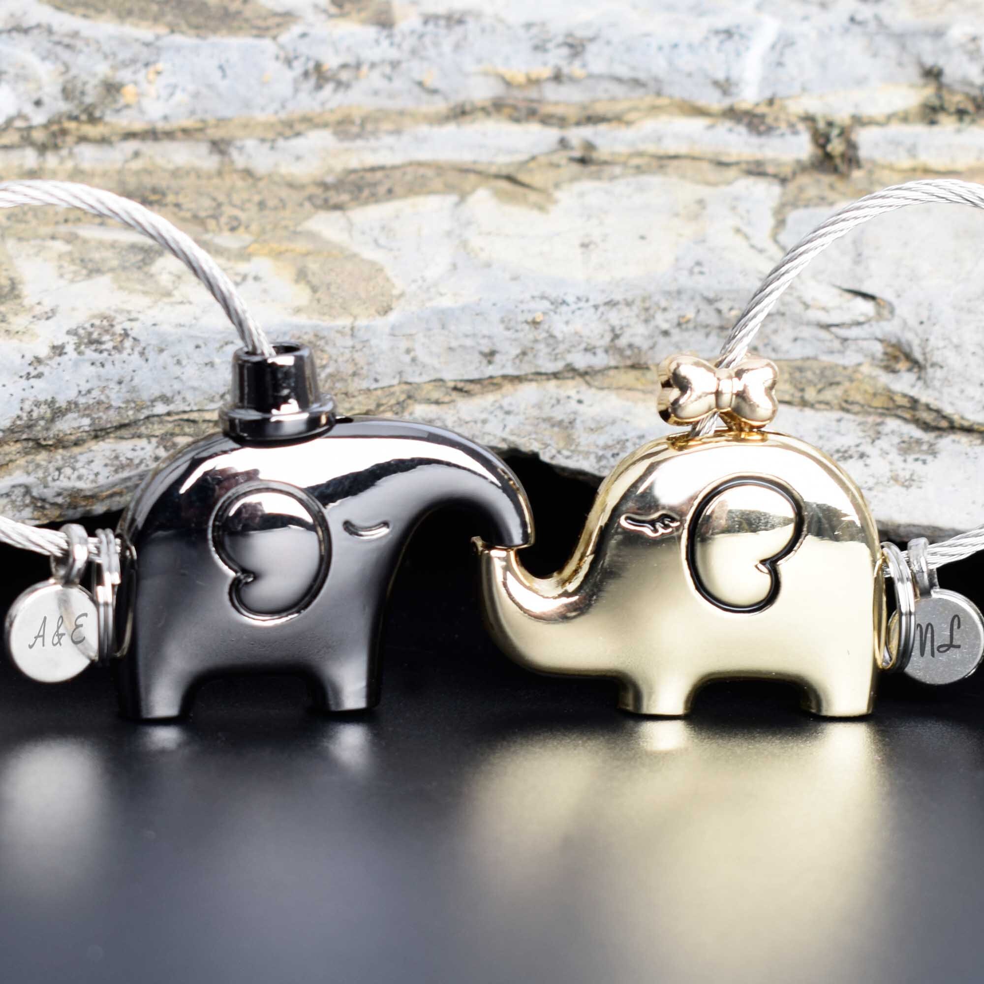 Elephant keychain with Personalized engraved message on it as | Etsy