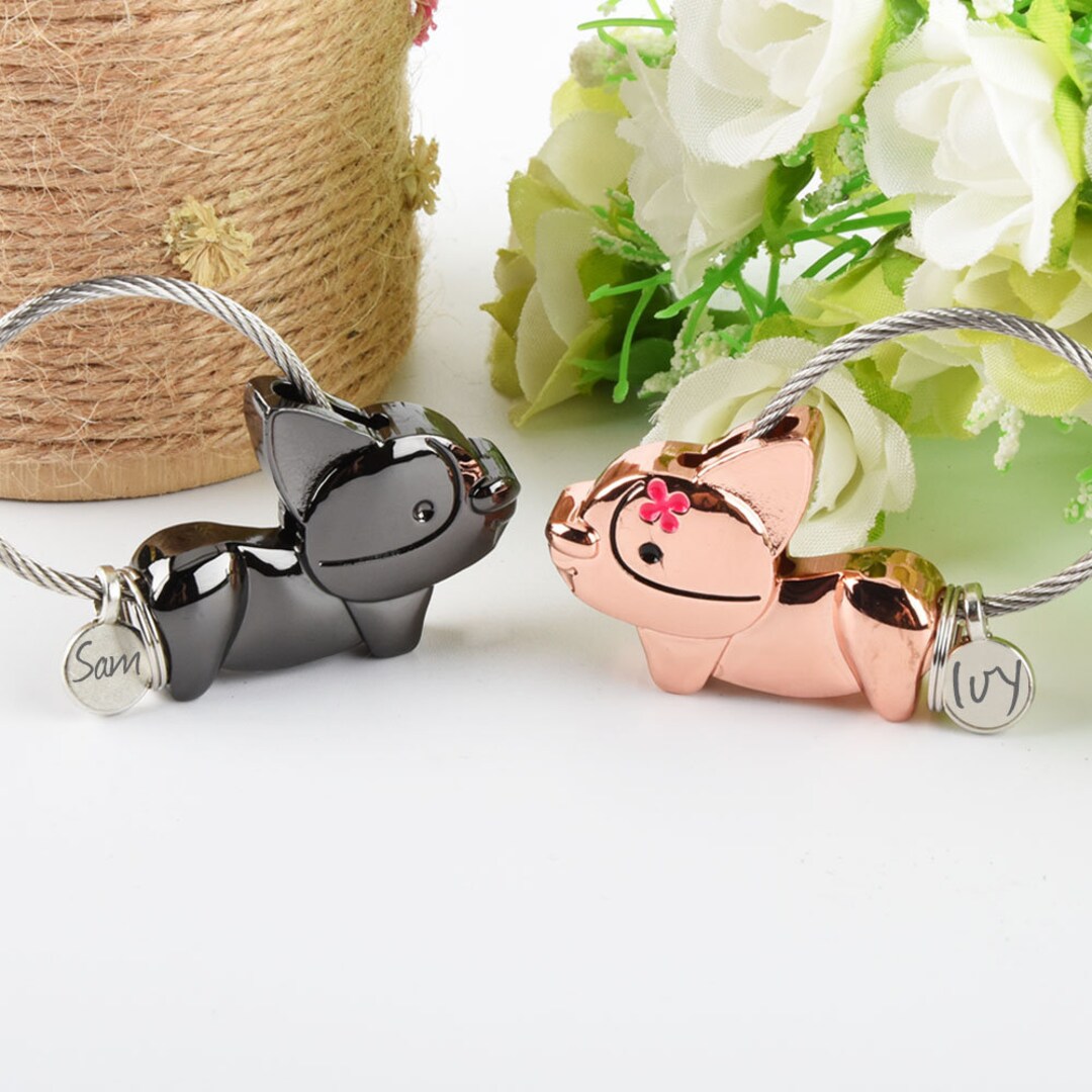 Personalized Animal Keychain Dog Lover Keyring , Dog Keychain ...