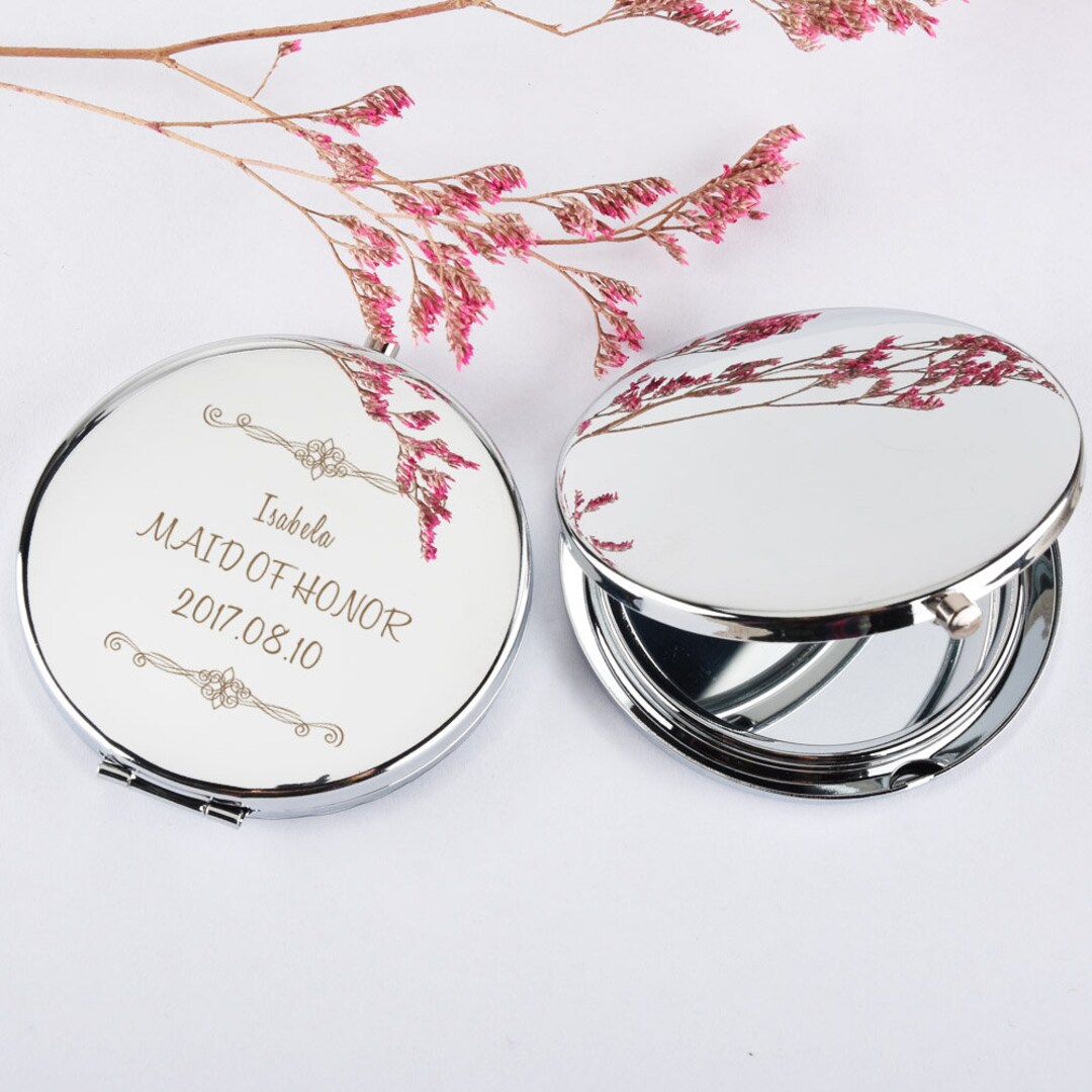 Engraved Compact Mirror – Personalized Bridesmaid Wedding Gift - Etsy