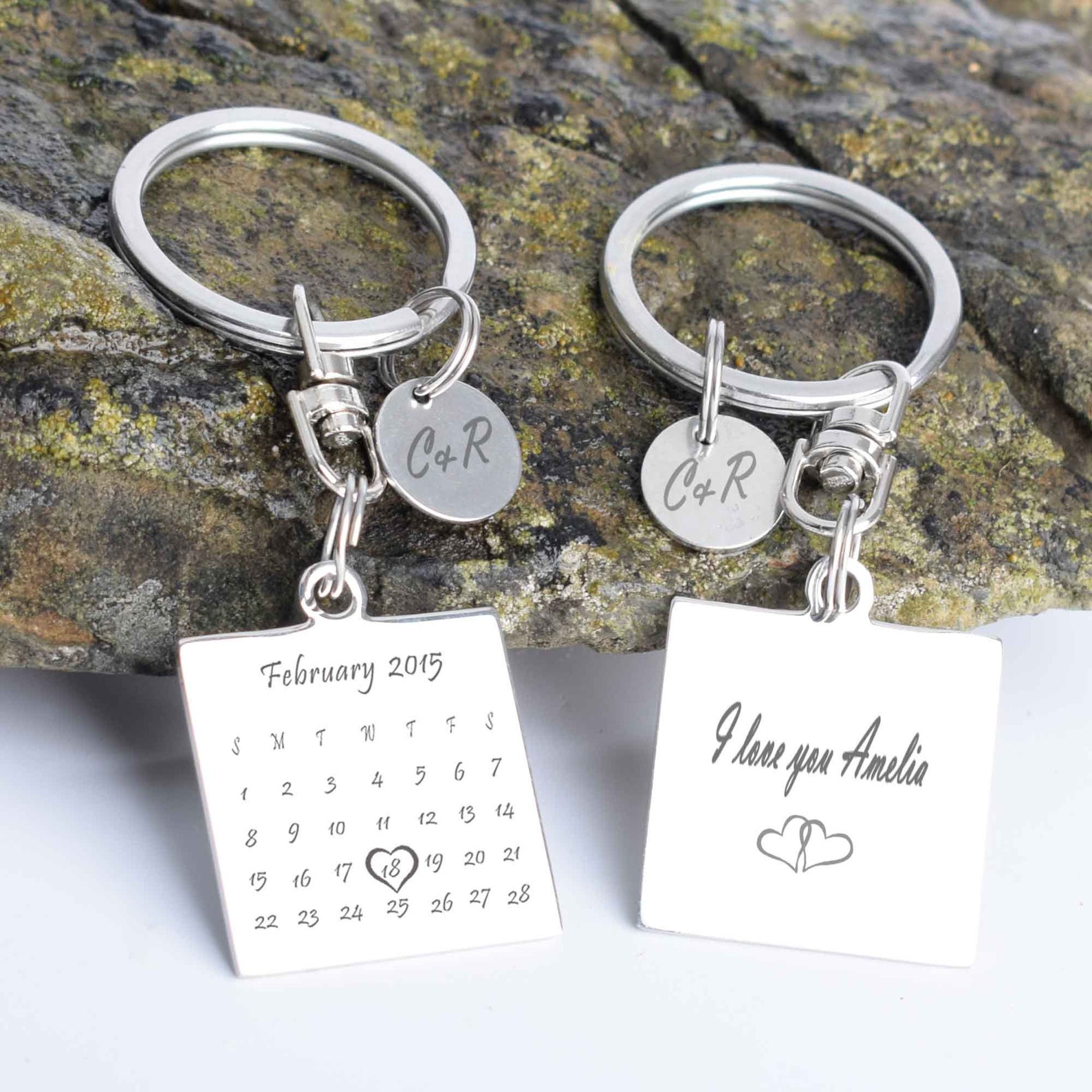 Custom Anniversary Keyring Date Keychain Highlighted With - Etsy